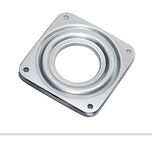 GSHLLO 4 Pcs 3 Inch Galvanized Steel Lazy Susan Hardware Turntable Bearings Rotating Square Trays Swivel Bearing Plates for Serving