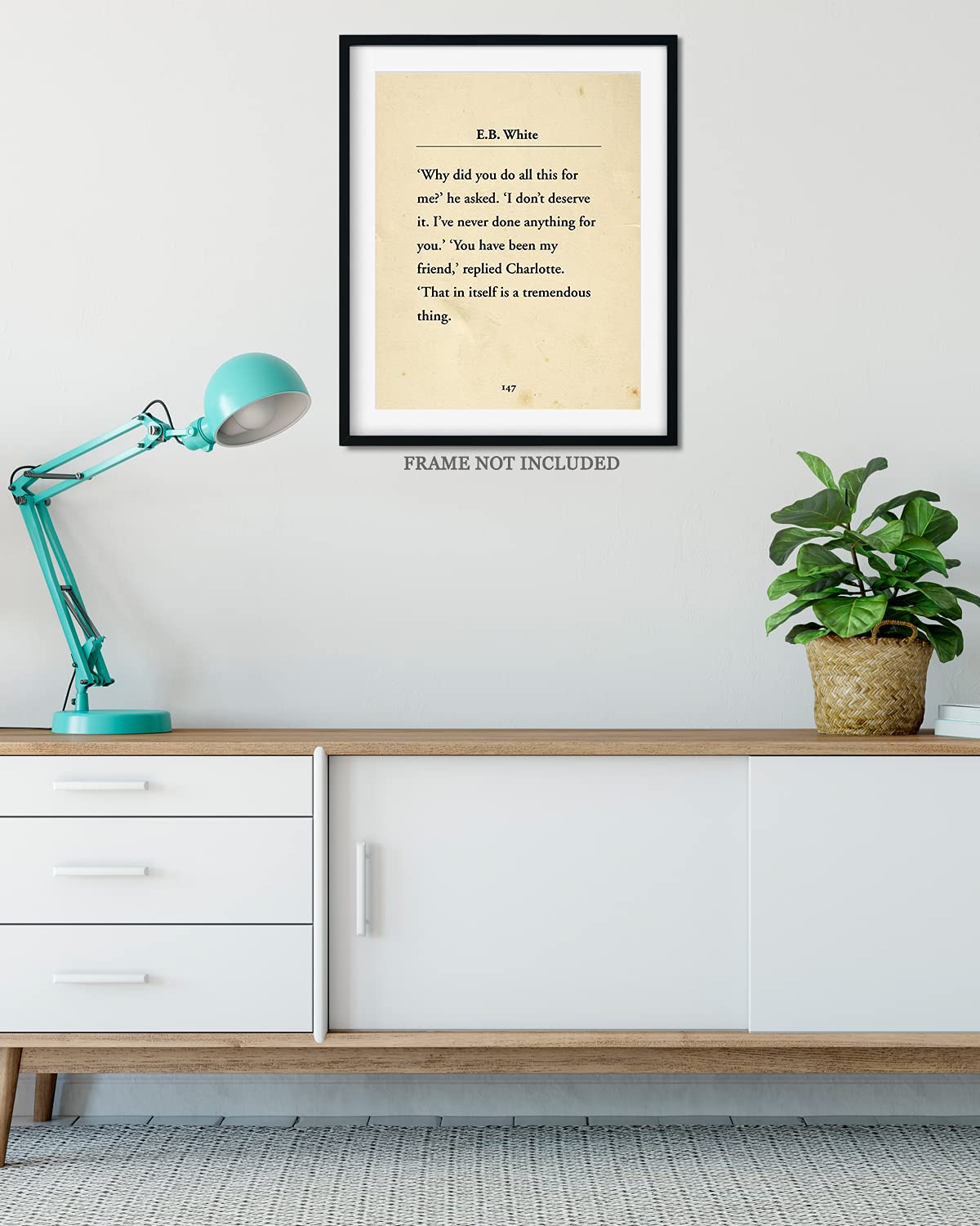 Govivo Excerpt from Charlotte's Web by E.B. White - Typography Wall Decor Art Print on a beige background - 11x14 unframed artwork printed on photograph paper