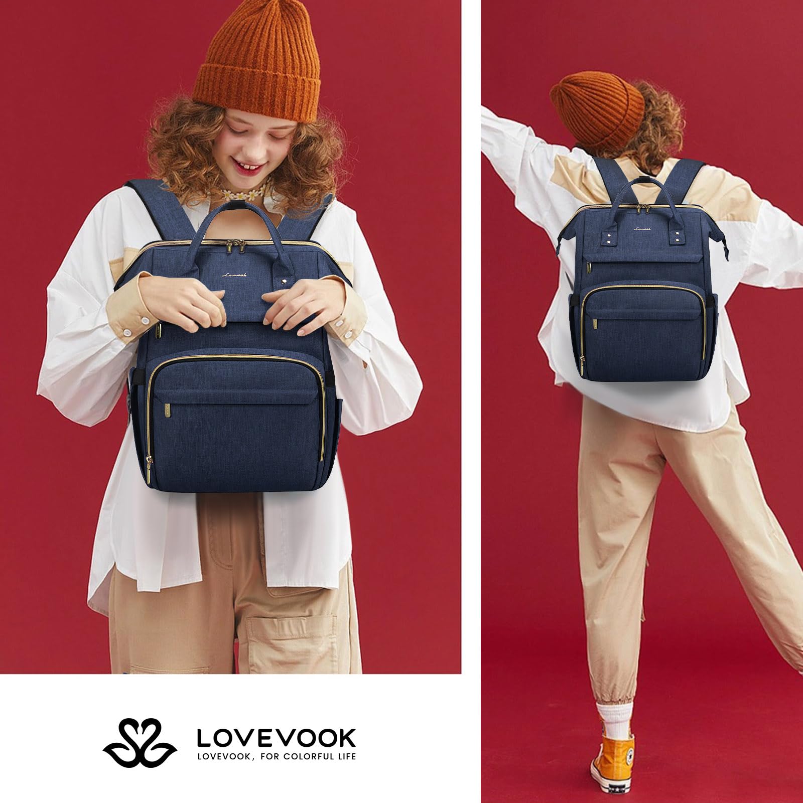LOVEVOOK Laptop Backpack for Women Teacher Backpack Nurse Bag,Work Bag Backpack Purse Bag Anti-Theft Travel Backpack with USB Charging Port,14 Inch Backpack for College Business Casual