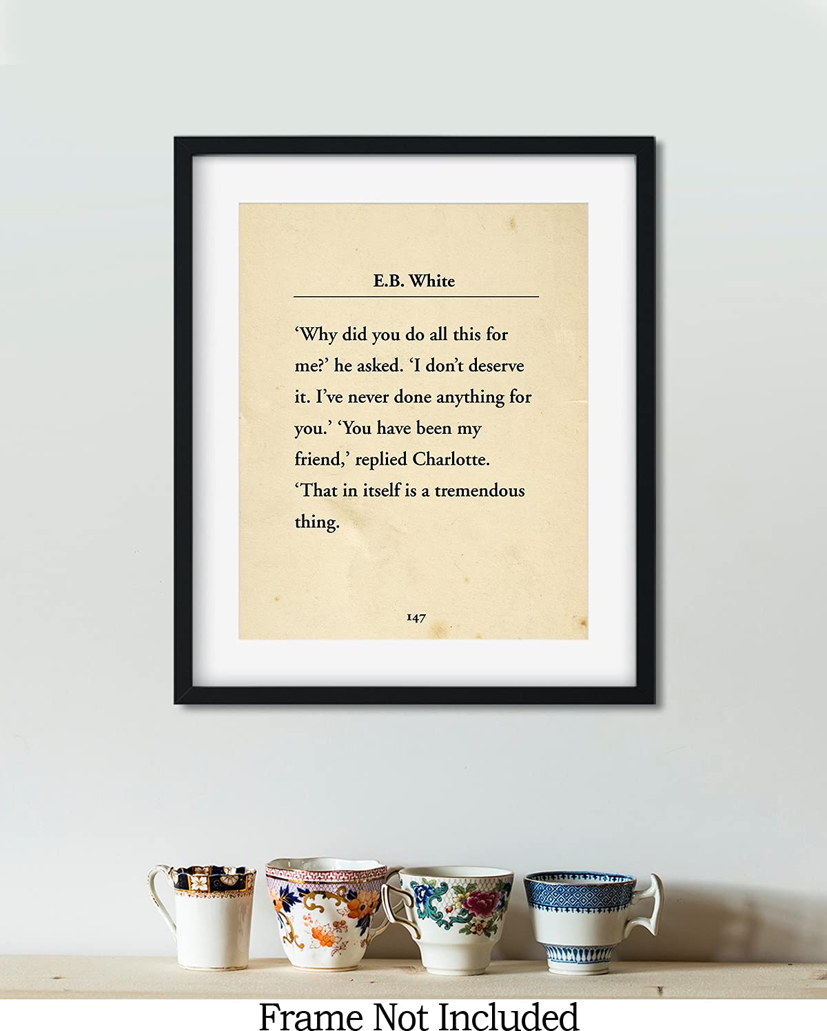 Govivo Excerpt from Charlotte's Web by E.B. White - Typography Wall Decor Art Print on a beige background - 11x14 unframed artwork printed on photograph paper
