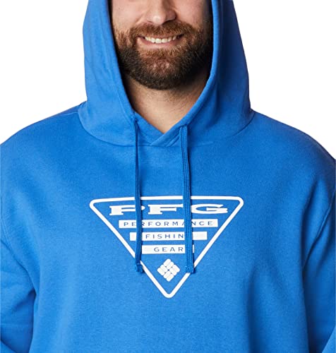 Columbia Men's PFG Triangle II Hoodie, Vivid Blue/White, Large