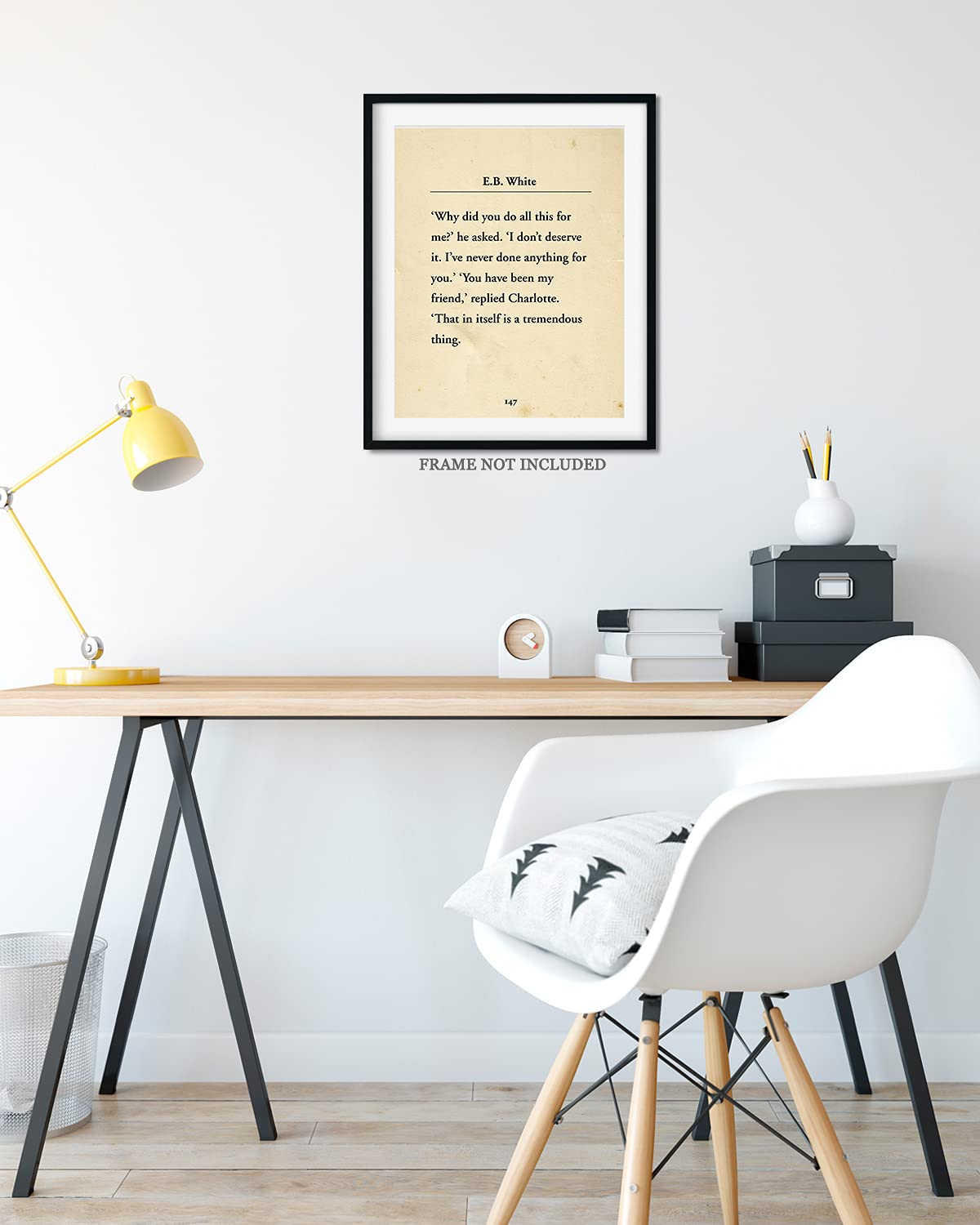 Govivo Excerpt from Charlotte's Web by E.B. White - Typography Wall Decor Art Print on a beige background - 11x14 unframed artwork printed on photograph paper