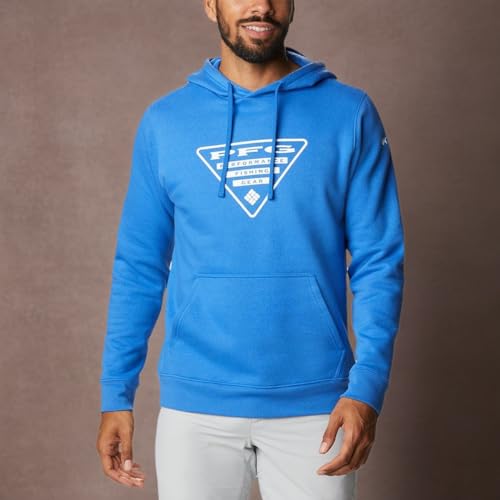 Columbia Men's PFG Triangle II Hoodie, Vivid Blue/White, Large