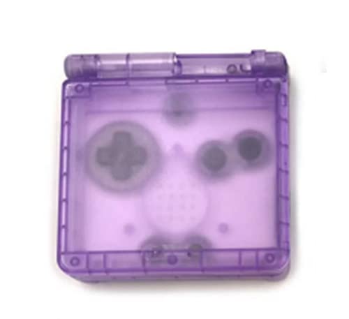 Transparent Clear Housing Shell Cover Case with Buttons Screen Lens Tools for GBA SP Gameboy Advance SP Screwdrivers Replacement (Clear Purple)