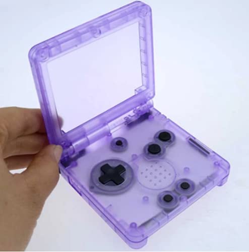 Transparent Clear Housing Shell Cover Case with Buttons Screen Lens Tools for GBA SP Gameboy Advance SP Screwdrivers Replacement (Clear Purple)