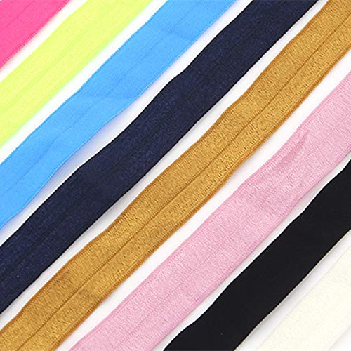 SELCRAFT 5yards/Lot 5/8" 15mm Elastic Band Multicolor Fold Over Spandex Elastic Ribbon for Sewing Lace Trim Waist Band Garment Accessory num.110