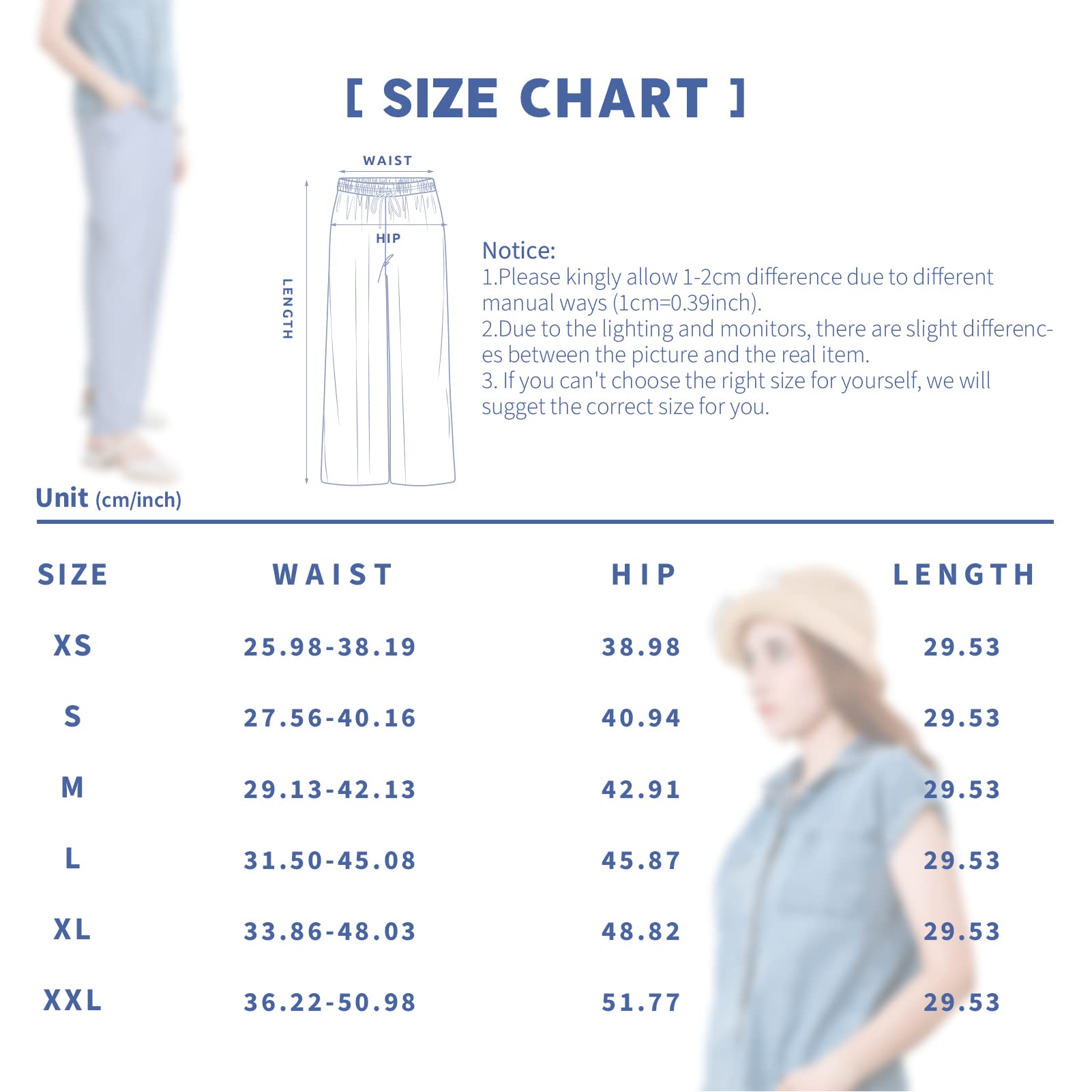 loveimgs Women's Casual Wide Leg Elastic Waist Loose Lightweight Summer Linen Beach Pants Drawstring (Black, XL)