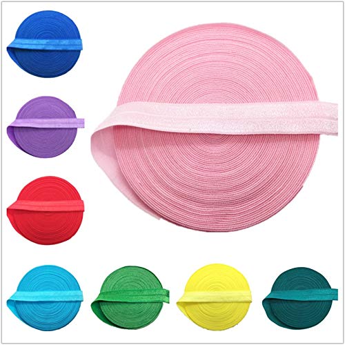 SELCRAFT 5yards/Lot 5/8" 15mm Elastic Band Multicolor Fold Over Spandex Elastic Ribbon for Sewing Lace Trim Waist Band Garment Accessory num.103