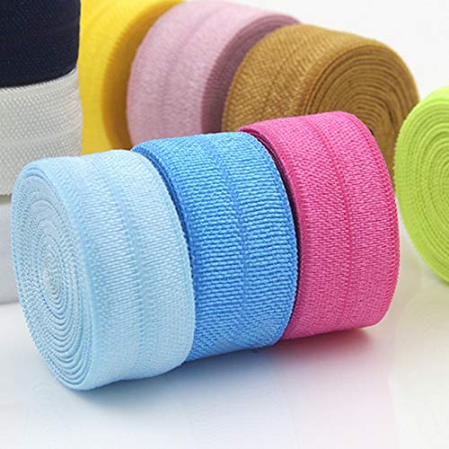 SELCRAFT 5yards/Lot 5/8" 15mm Elastic Band Multicolor Fold Over Spandex Elastic Ribbon for Sewing Lace Trim Waist Band Garment Accessory num.103