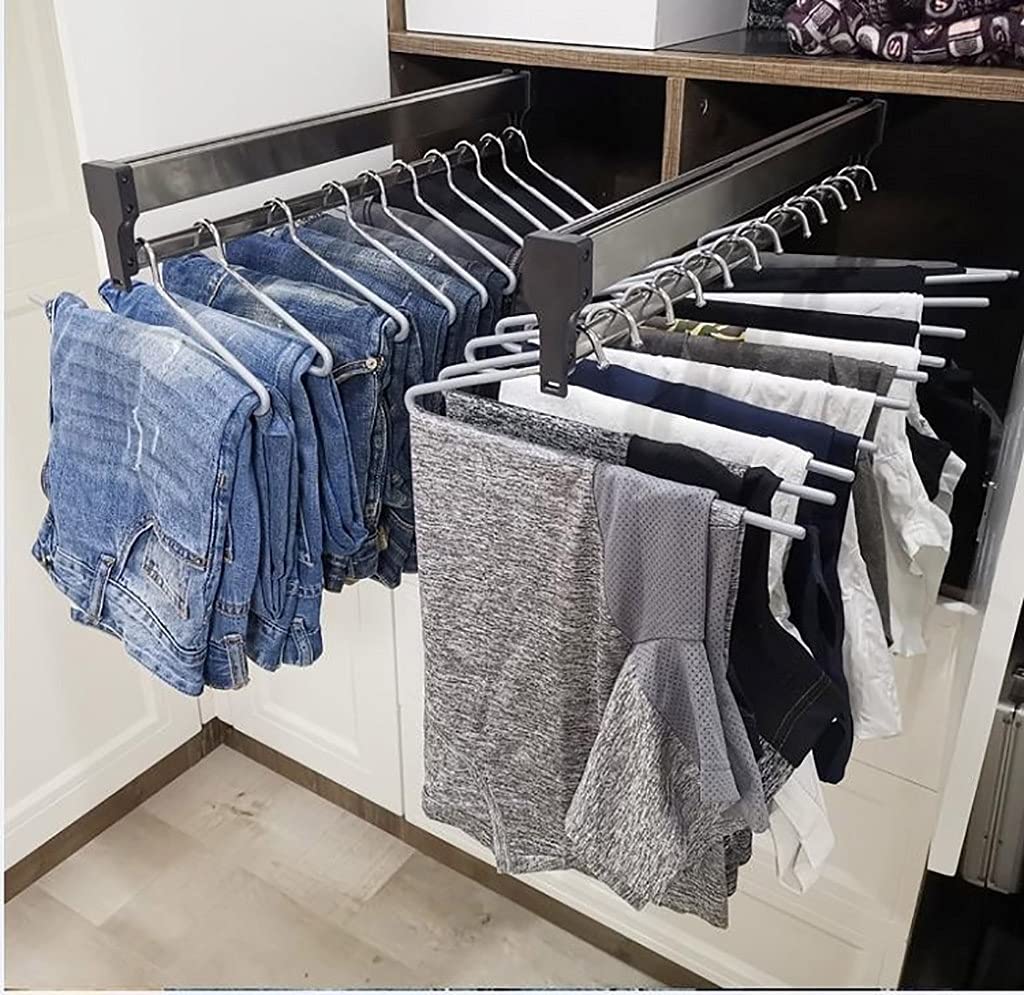 Closet Clothes Hanger Rail,Pull-Out Closet Rod 30-60cm,Wardrobe Clothing Rail,Closet Organizer Rack for Pants and Coat, Silver (550MM/21.6INCH)