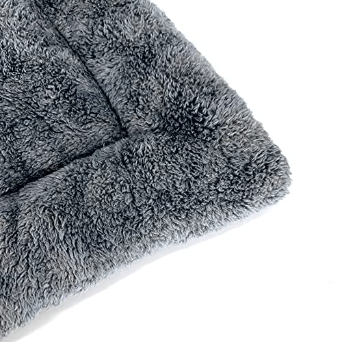 Long Plush Square Gray Dog Bed Cat Litter Kennel Soft Deep Sleep Keep Warm Pad Pet Supplies-S: 50x40cm
