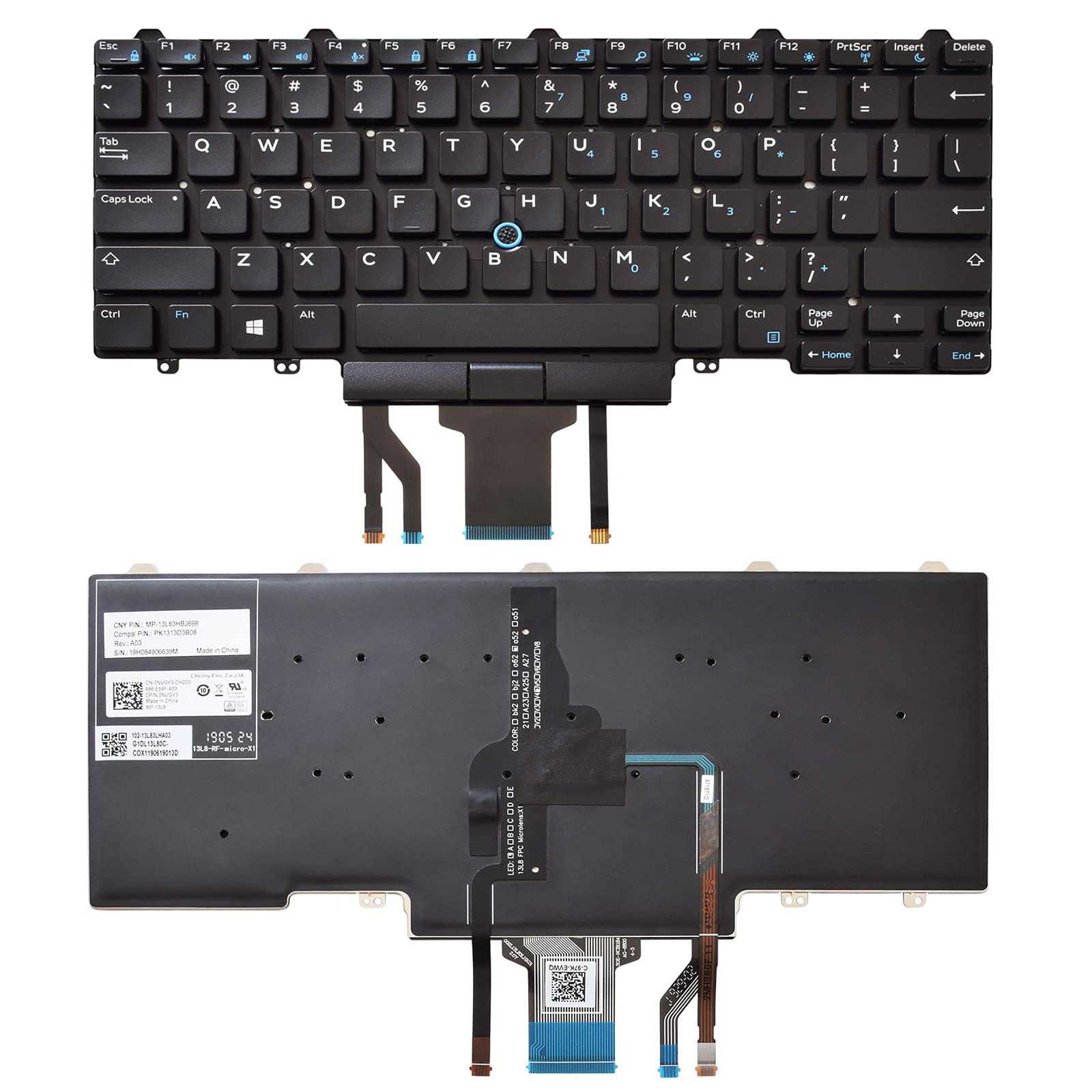 SUNMALL Backlit Keyboard Replacement Compatible with Dell Education(Latitude ) E5450 E5470 E5480 E7450 P40G E7470 E7480,Latitude 14 5480 5488 5490 5491 7480 7490 with Pointer US Layout