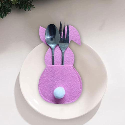 Easter Bunny Felt Cutlery Holder Bag Happy Easter Decorations for Home Cutlery Bag Rabbit Cover Accessories Tableware