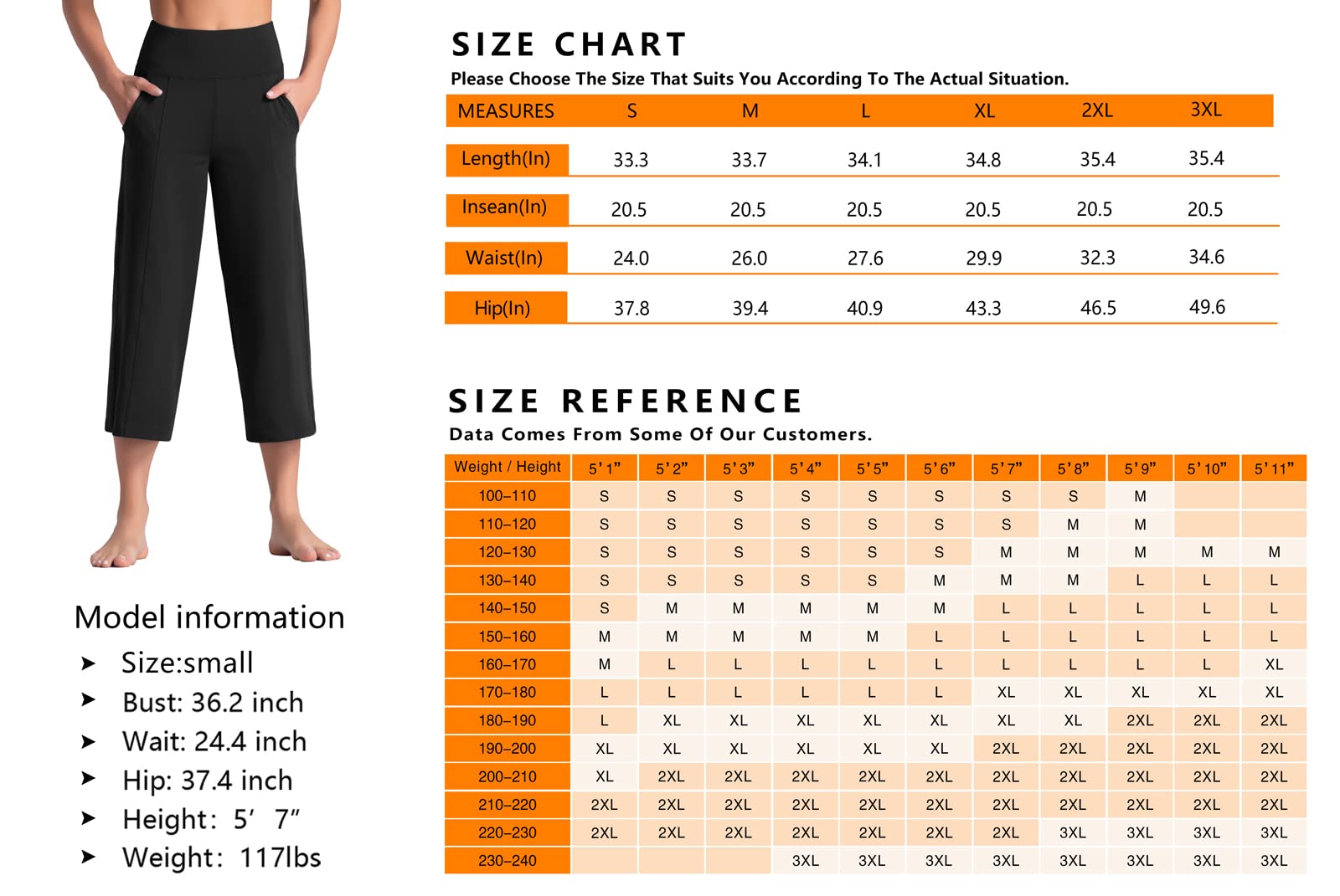 Tmustobe Womens Lounge Yoga Capris Pants Bootleg Tummy Control High Waist Workout Flare Crop Pants with Pockets (Black, Small)