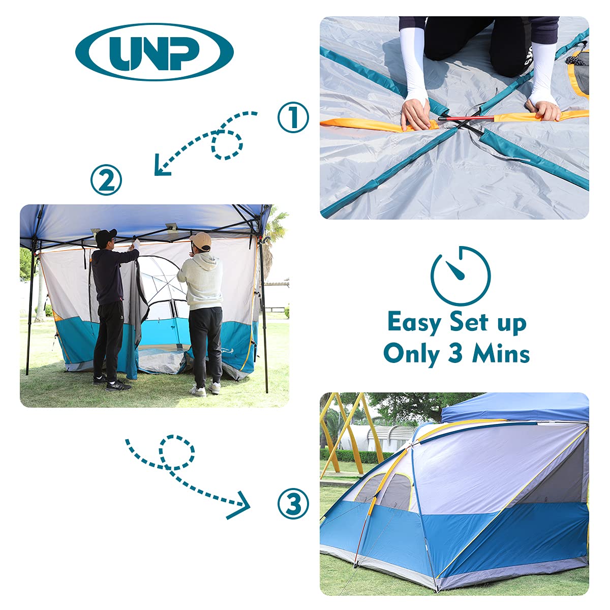 UNP Camping Tent | Canopy Side Tent for 10' x 10' Canopies Tent Easy Set Up Gazebo, Ocean Blue (Canopy/SHELTER NOT Included)
