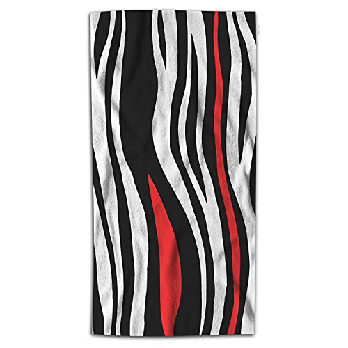 WONDERTIFY Zebra Hand Towel Animal Skin Tiger Stripes Black Red White Line Hand Towels for Bathroom, Hand & Face Washcloths 15X30 Inches Monochrome