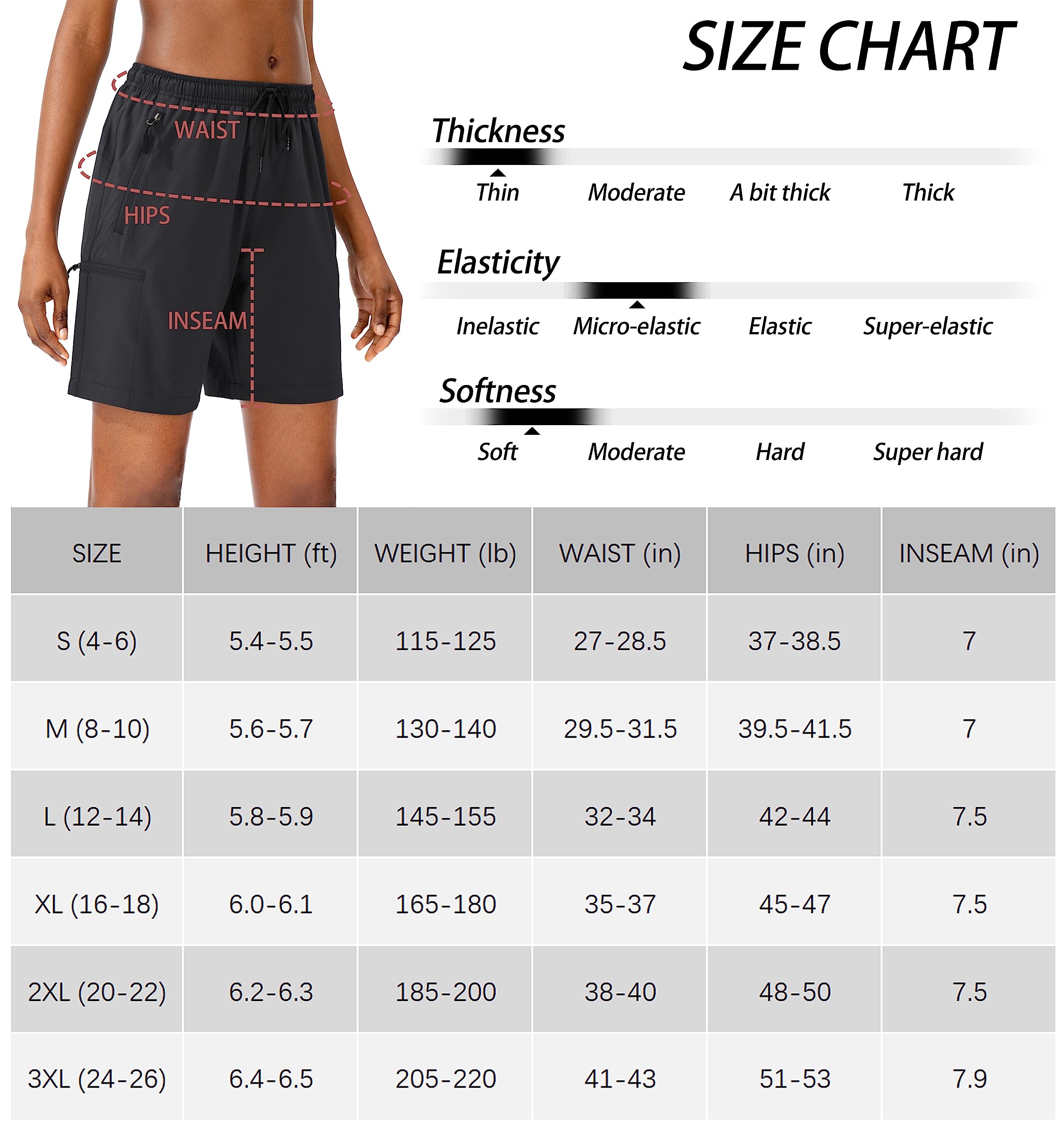 SANTINY Women's 5''/ 7''/9'' Hiking Cargo Shorts Quick Dry Lightweight Summer Shorts for Women Athletic Golf Zipper Pockets(Light Grey_L)