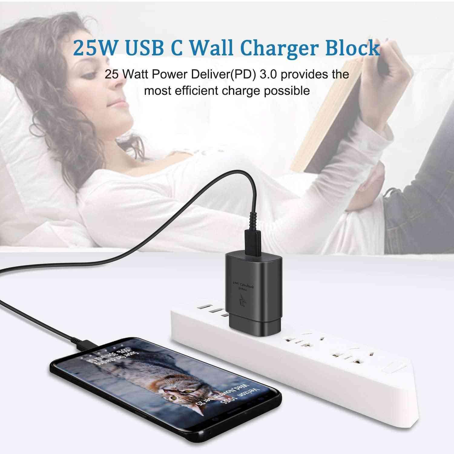 Fast Adaptive Wall Adapter 25W Charger for Oppo Reno A with 4FT (1.2M) UrbanX USB C PD Charging and Data Transfer Cable - Black (US Version with Warranty)