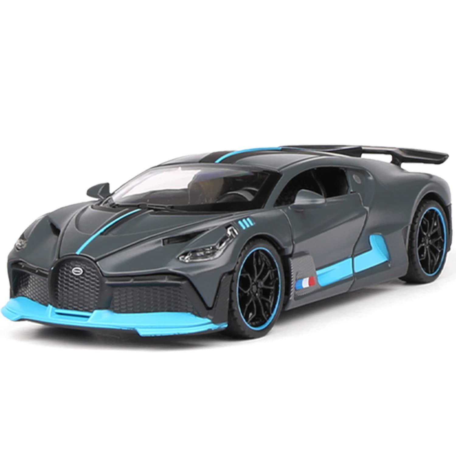 1:32 Bugatti Divo zinc Alloy Pull Back Car Diecast Electronic Toys with Lights and Music,Decorative,Mini Vehicles Toys for Kids,Boyfriend,Young Peoples Gift(Gray)
