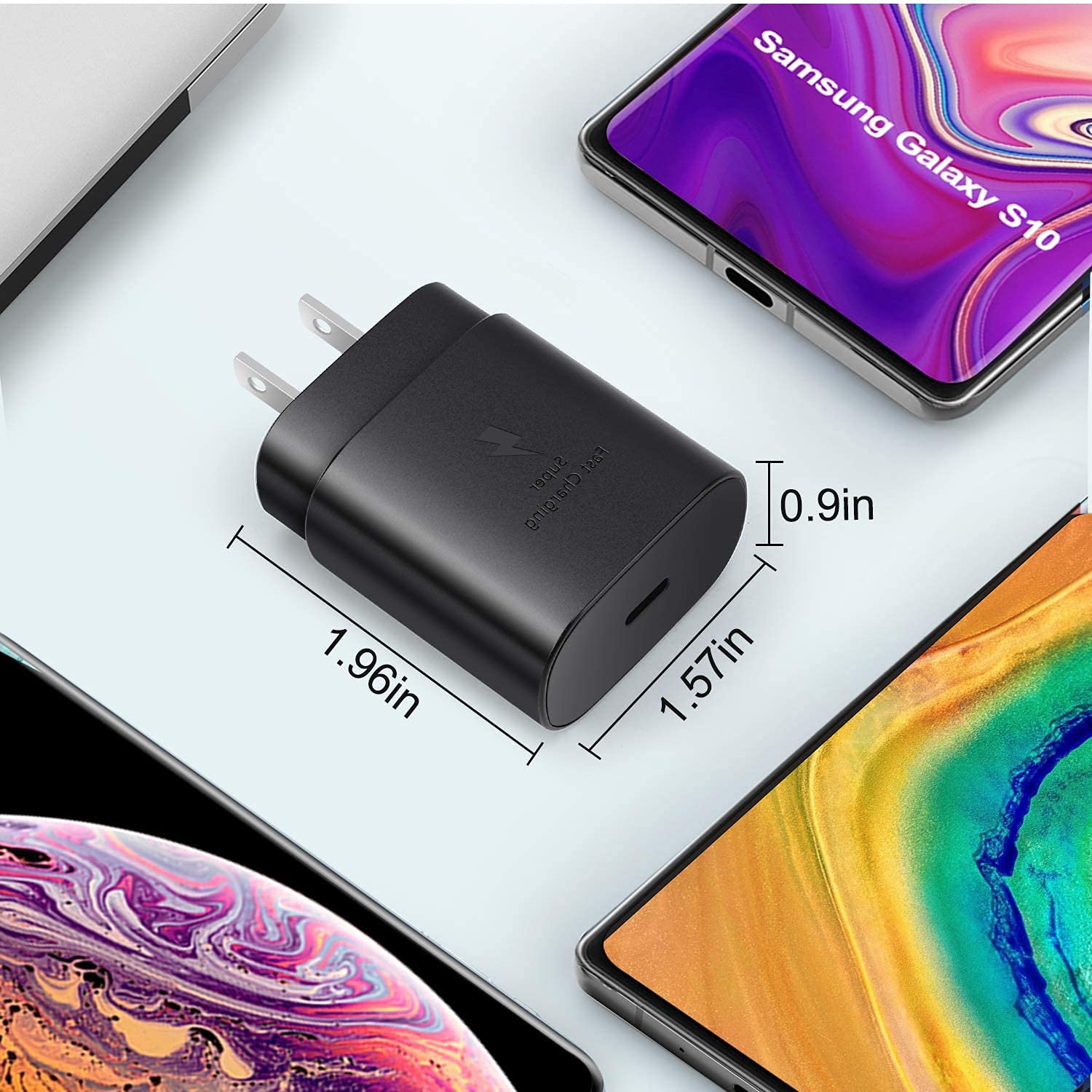 Fast Adaptive Wall Adapter 25W Charger for Oppo Reno A with 4FT (1.2M) UrbanX USB C PD Charging and Data Transfer Cable - Black (US Version with Warranty)