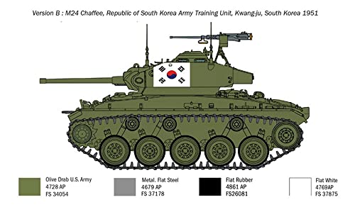 Italeri 6587 M-24 Chaffe Korean War, 1:35 Scale Plastic Model Kit, Plastic Model Assembly, Model Making, Military Vehicles, Green