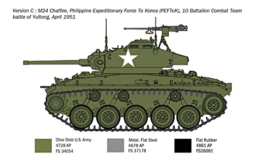 Italeri 6587 M-24 Chaffe Korean War, 1:35 Scale Plastic Model Kit, Plastic Model Assembly, Model Making, Military Vehicles, Green