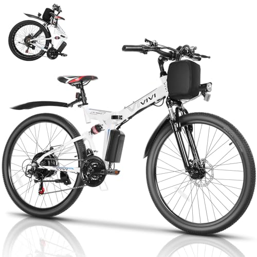 Vivi Electric Bike for Adults 26" Ebike, 500W Folding Electric Bike, 20MPH Adult Electric Bicycles with Removable 48V Battery, Up to 50Miles Range, Cruise Control, Dual Shock Absorber, UL 2849