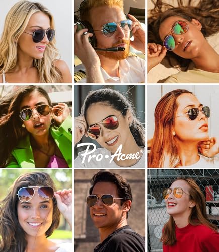 Pro Acme Classic Polarized Aviator Sunglasses for Women Men, Driving Sun Glasses Polarized Lens Lightweight Metal Pilot Frame UV400 Protection (Gold | G15 Green Lens | With Logo)