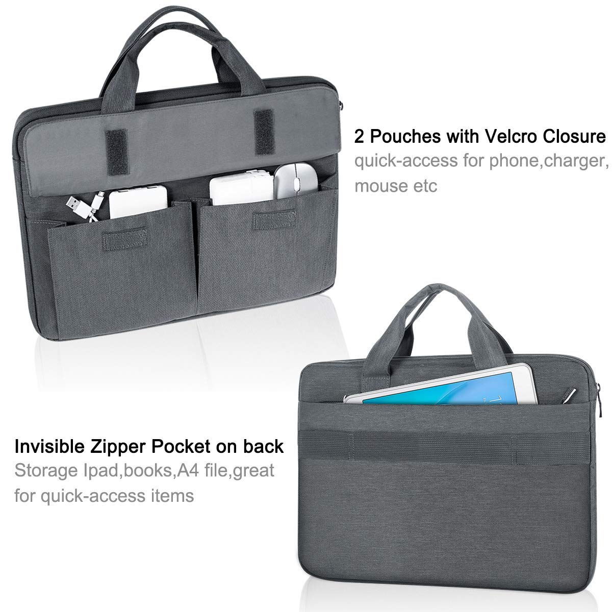 LANDICI Laptop Bag Carrying Case 13-14 inch with Shoulder Strap, Slim Waterproof Computer Sleeve Compatible with MacBook Air 13/13.3 M1 M2, MacBook Pro 13/14, Chromebook 14, Grey