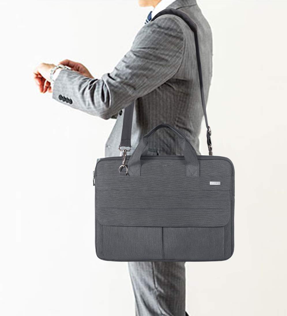 LANDICI Laptop Bag Carrying Case 13-14 inch with Shoulder Strap, Slim Waterproof Computer Sleeve Compatible with MacBook Air 13/13.3 M1 M2, MacBook Pro 13/14, Chromebook 14, Grey