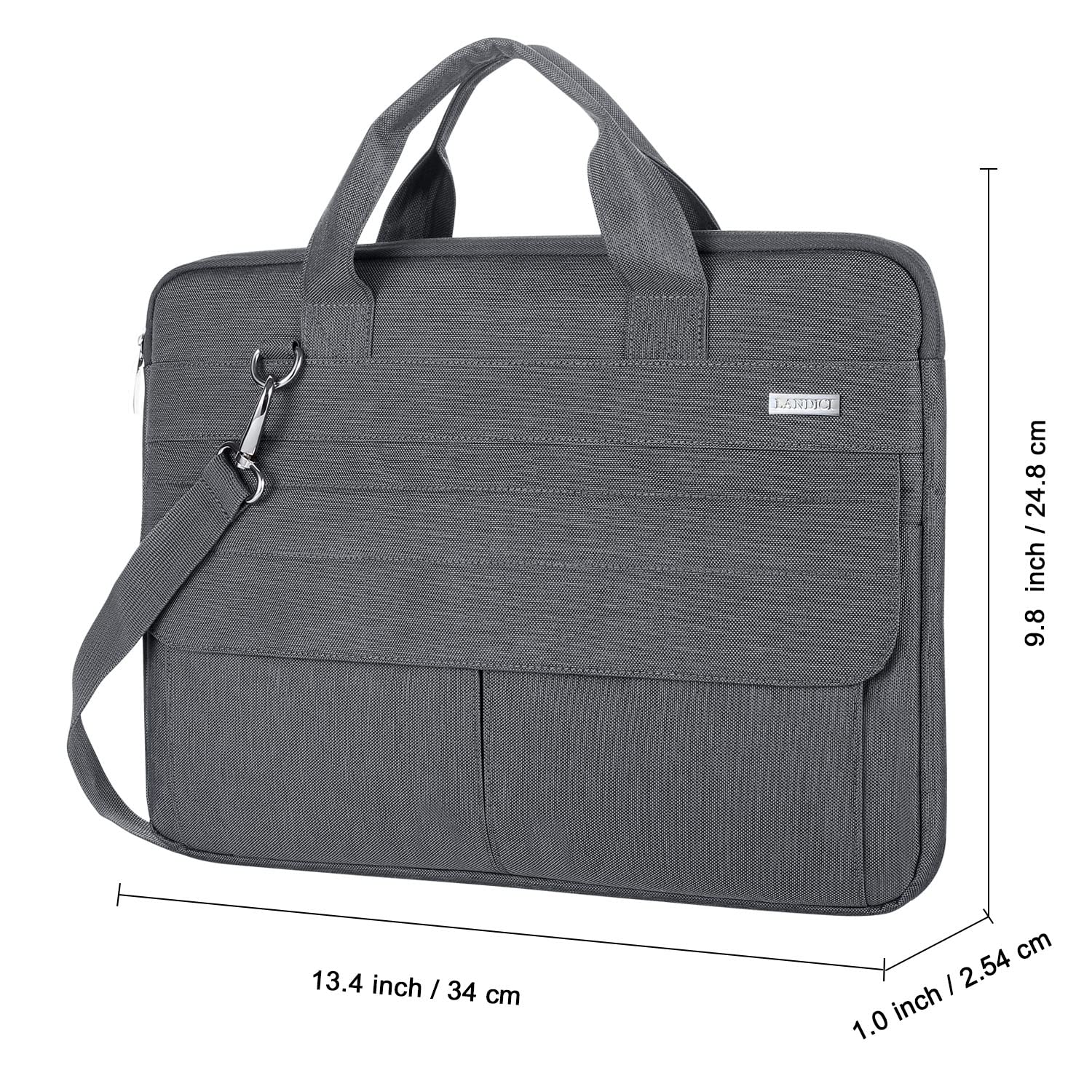 LANDICI Laptop Bag Carrying Case 13-14 inch with Shoulder Strap, Slim Waterproof Computer Sleeve Compatible with MacBook Air 13/13.3 M1 M2, MacBook Pro 13/14, Chromebook 14, Grey