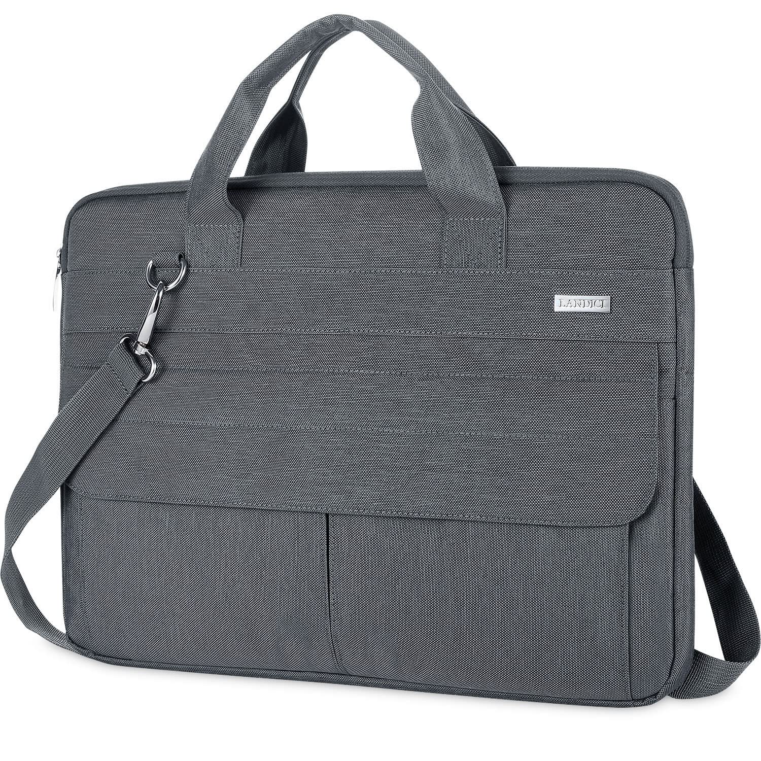 LANDICI Laptop Bag Carrying Case 13-14 inch with Shoulder Strap, Slim Waterproof Computer Sleeve Compatible with MacBook Air 13/13.3 M1 M2, MacBook Pro 13/14, Chromebook 14, Grey