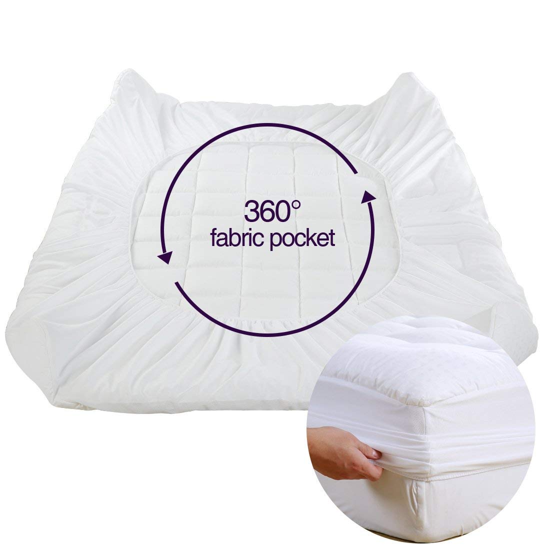 EASELAND RV King Mattress Pad Pillow Top Mattress Cover Quilted Fitted Mattress Protector Cotton Top 8-21" Deep Pocket Cooling Mattress Topper (72x80 Inches, White)