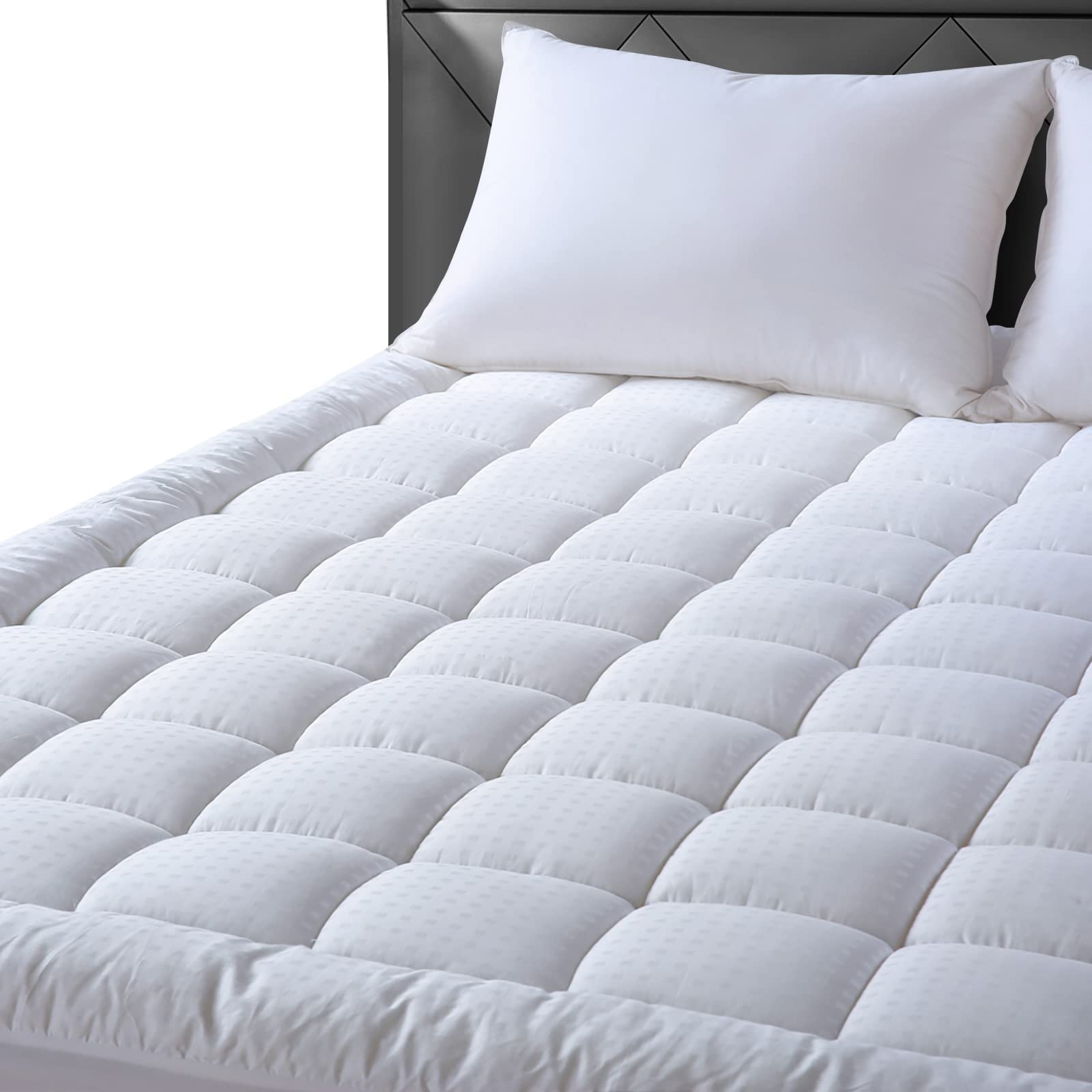EASELAND RV King Mattress Pad Pillow Top Mattress Cover Quilted Fitted Mattress Protector Cotton Top 8-21" Deep Pocket Cooling Mattress Topper (72x80 Inches, White)