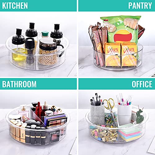 LITPRIN Lazy Susan Turntable Cabinet Organizer, Kitchen Pantry Organization and Storage with Dividers for Cabinet, Pantry, Fridge, Countertop, Kitchen, Vanity, 2 Pack(12"&9")