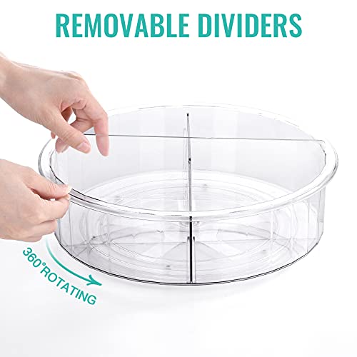 LITPRIN Lazy Susan Turntable Cabinet Organizer, Kitchen Pantry Organization and Storage with Dividers for Cabinet, Pantry, Fridge, Countertop, Kitchen, Vanity, 2 Pack(12"&9")