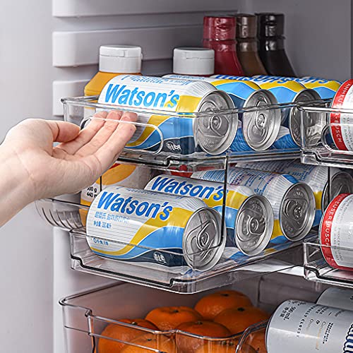 CHBC Fridge Bin BPA-Free Plastic Beverage Can Organizer Without Lid, Clear, 13.39in x 15.3in x 5.31in