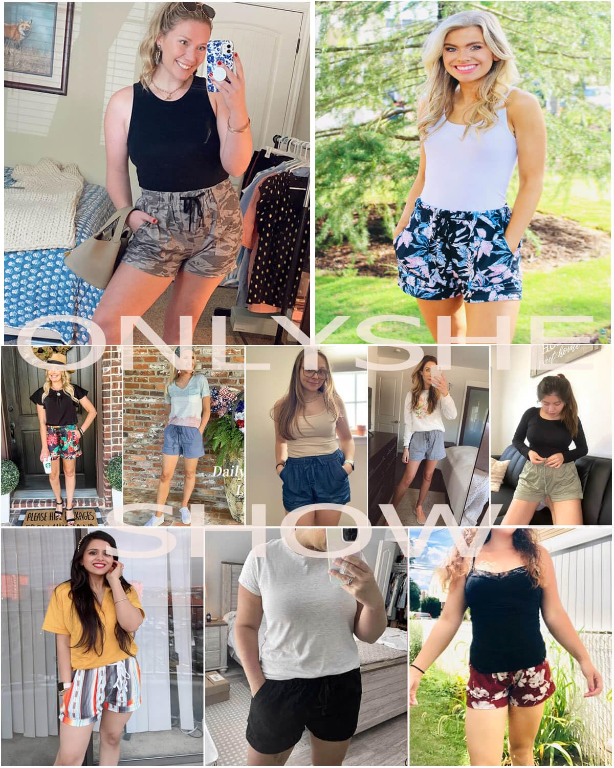 ONLYSHE Women Juniors Summer Casual Shorts Fashion Comfy Pocketed Drawstring Elastic Waist Pants Cornflower XL