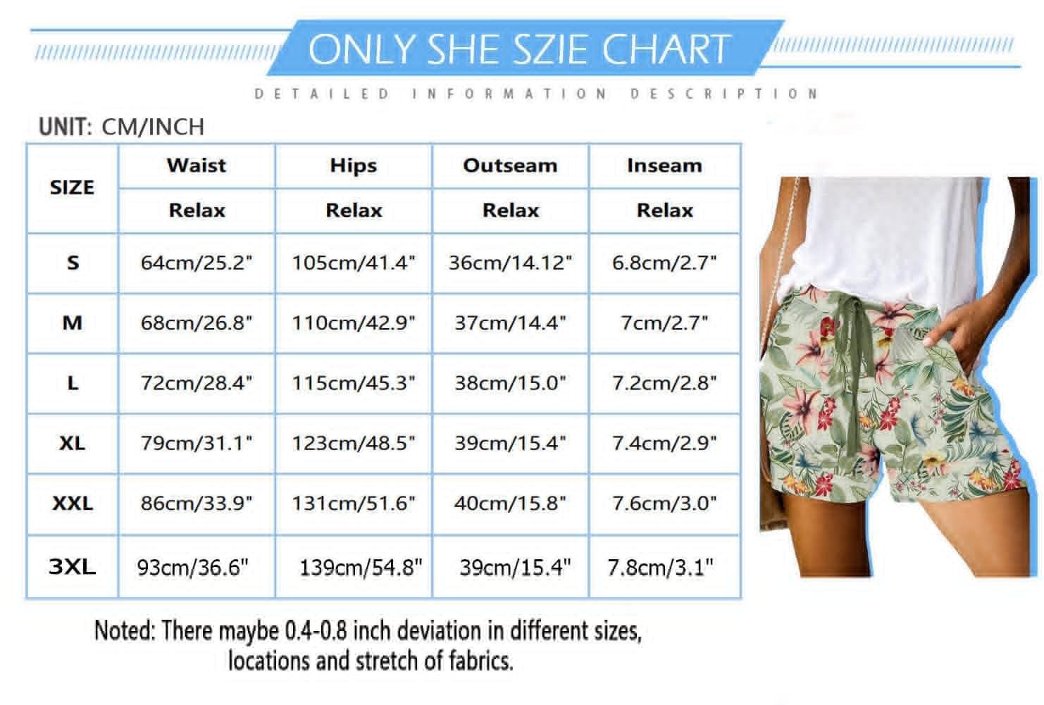 ONLYSHE Women Juniors Summer Casual Shorts Fashion Comfy Pocketed Drawstring Elastic Waist Pants Cornflower XL