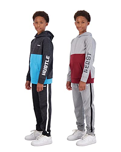 Hind Boys 4-Piece Hoodie and Sweatpant Set for Jogging and Track (Maroon-Blue, 7, numeric_7)