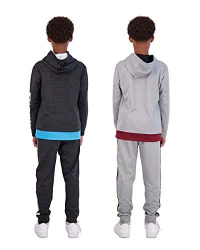 Hind Boys 4-Piece Hoodie and Sweatpant Set for Jogging and Track (Maroon-Blue, 7, numeric_7)