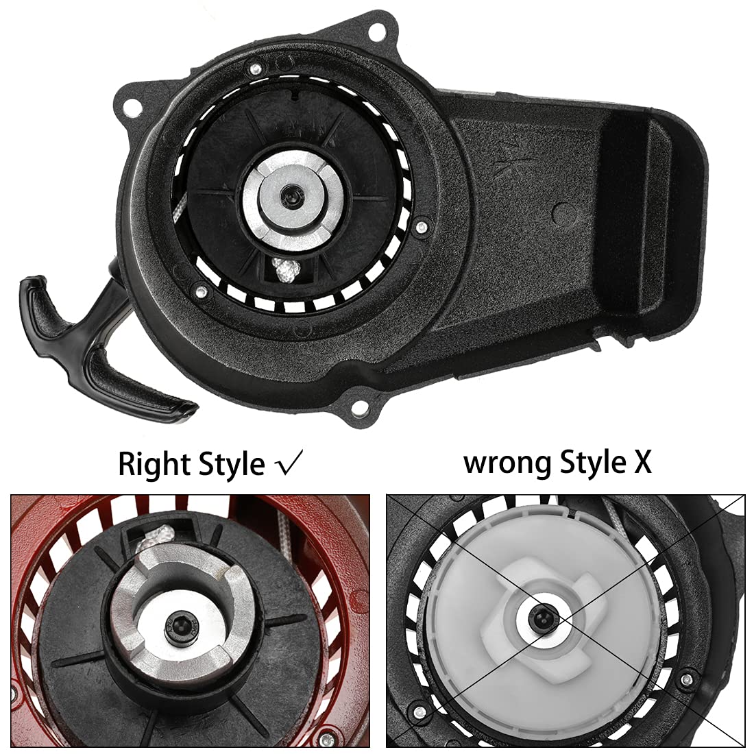 FVRITO Pull Start Recoil Starter Assembly Replacement for 2 Stroke Engine 47cc 49cc 50cc SYX Moto Holeshot Mototec SSR SX50 Coolster QG50 Xpro Hawk Mini Pocket Dirt Bike Kids ATV Quad 4 Wheeler Parts