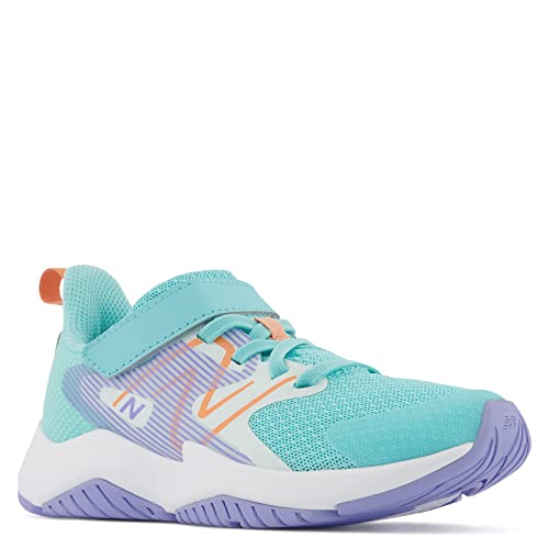 New Balance Kid's Rave Run V2 Hook and Loop Running Shoe, Surf/Peach Glaze/Magic Hour, 3 Wide Infant