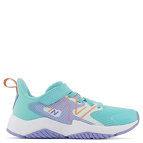New Balance Kid's Rave Run V2 Hook and Loop Running Shoe, Surf/Peach Glaze/Magic Hour, 3 Wide Infant