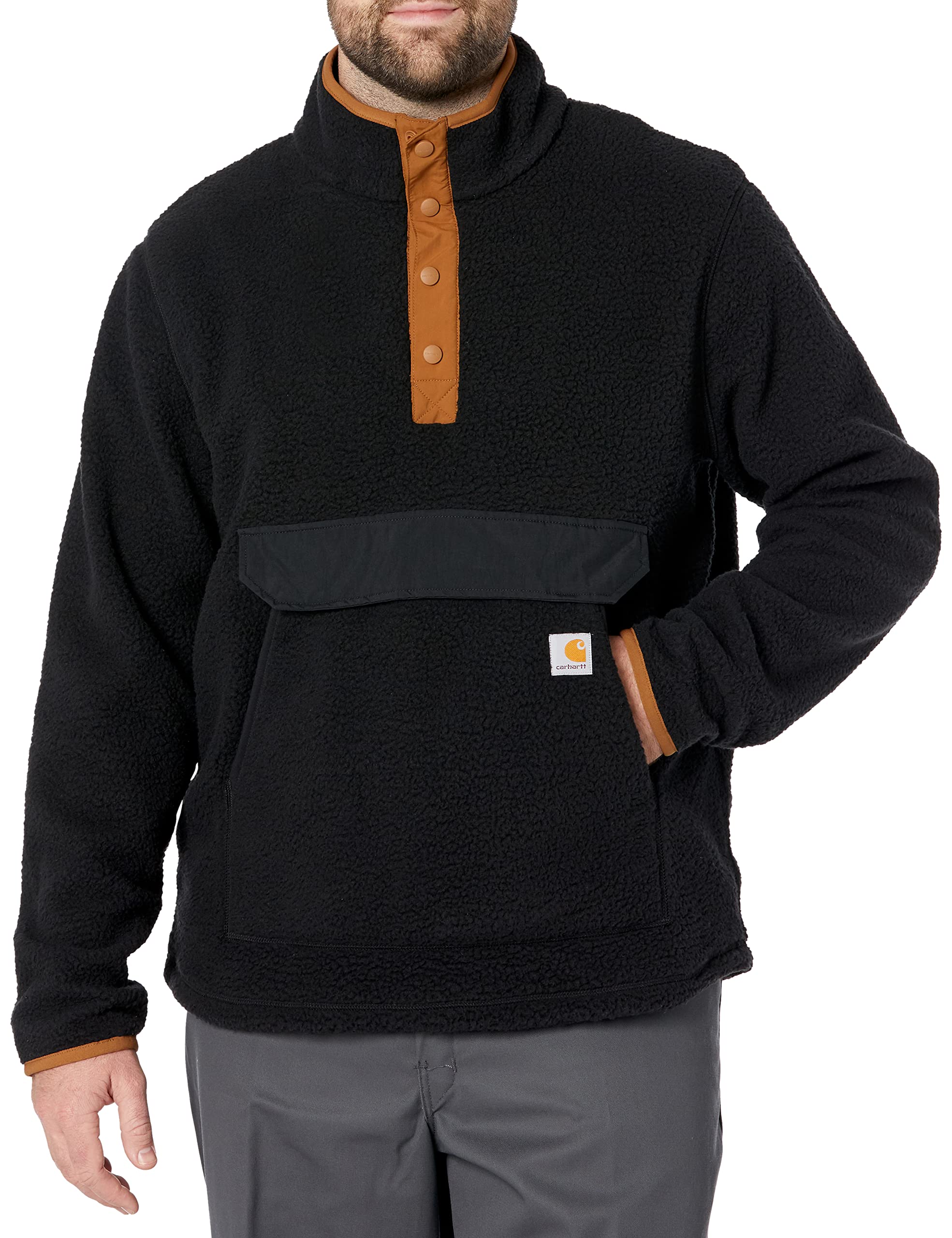 Carhartt mens Relaxed Fit Pullover (Big & Tall) Fleece Jacket, Black, Large Big Tall US