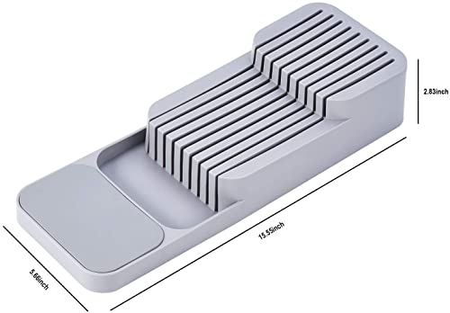 QTMY Drawer Knife Organizer Insert for Kitchen In-Drawer Knives Block Silverware Drawer Storage Box