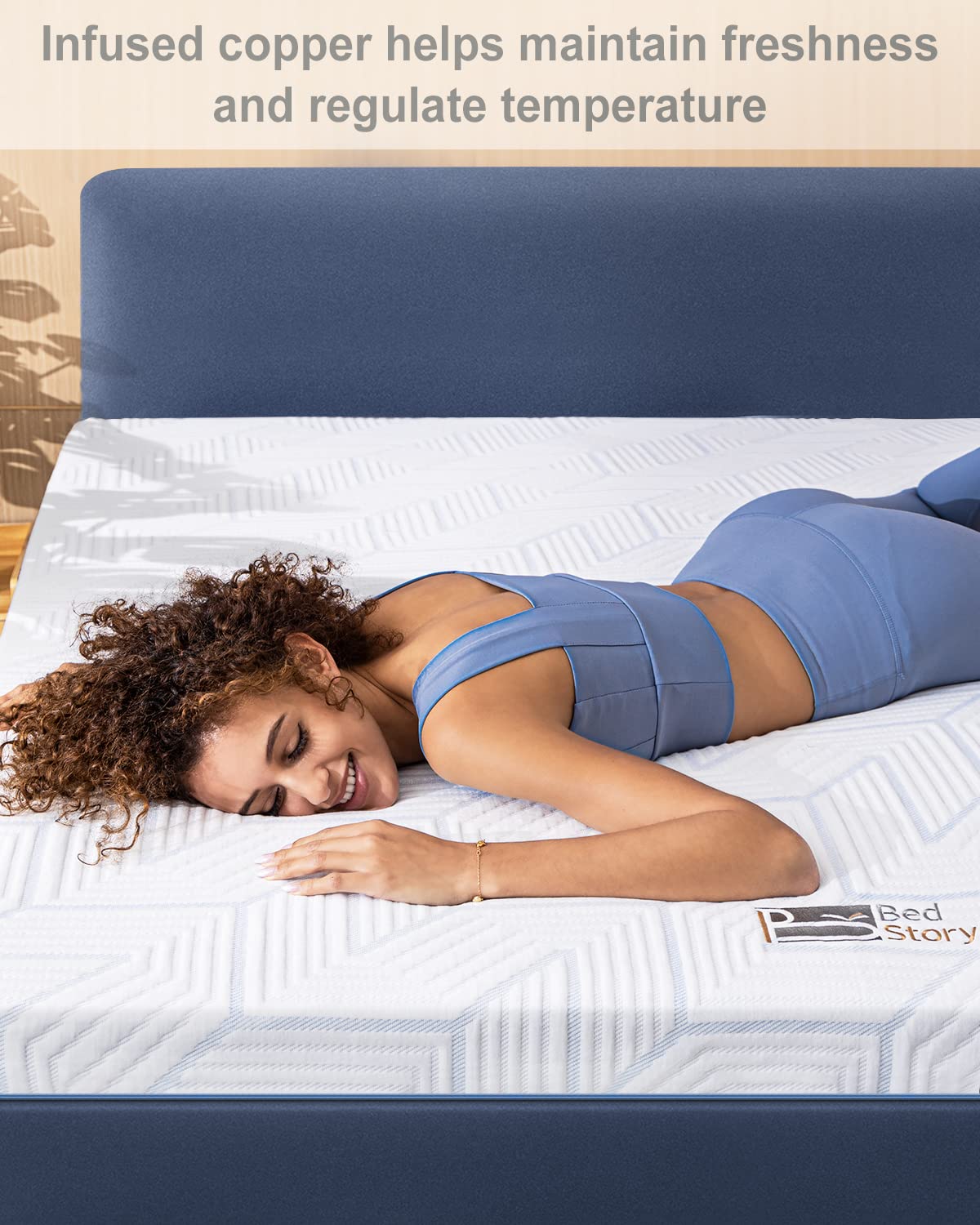 BedStory 4 Inch Memory Foam Mattress Topper Full, Gel Copper Infused Bed Toppers, Medium Firm Foam Mattress Topper with Removable Cover