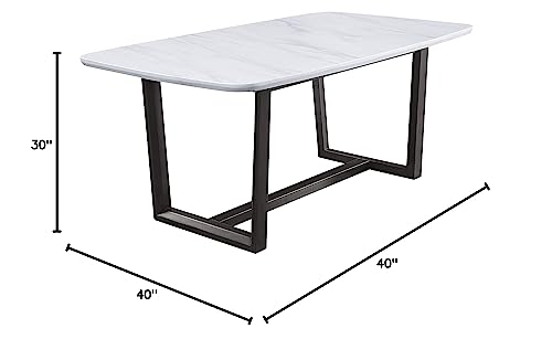 Dining Table in Marble Top and Weathered Gray Finish White Modern Contemporary Rectangle Wood