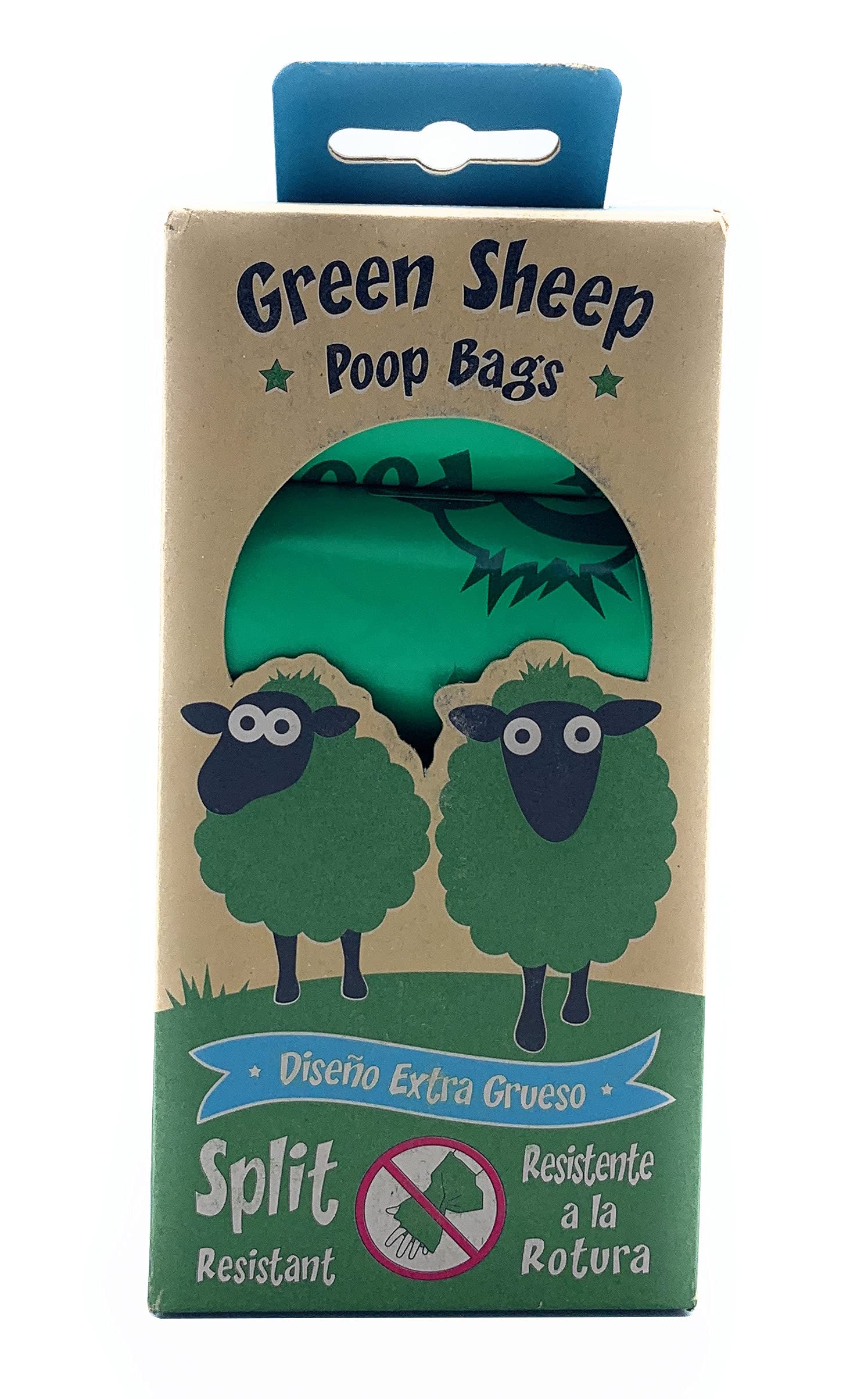 DB Green Sheep Biodegradable Dog Poop Bags, Extra Thick, Extra Strong, Split-resistant Leak-Proof Poop Bags for Dogs, 15 Doggy Bags per Roll, 8 Rolls per Box, Each Dog Poop Bag Measures 9 x 12.5 inch