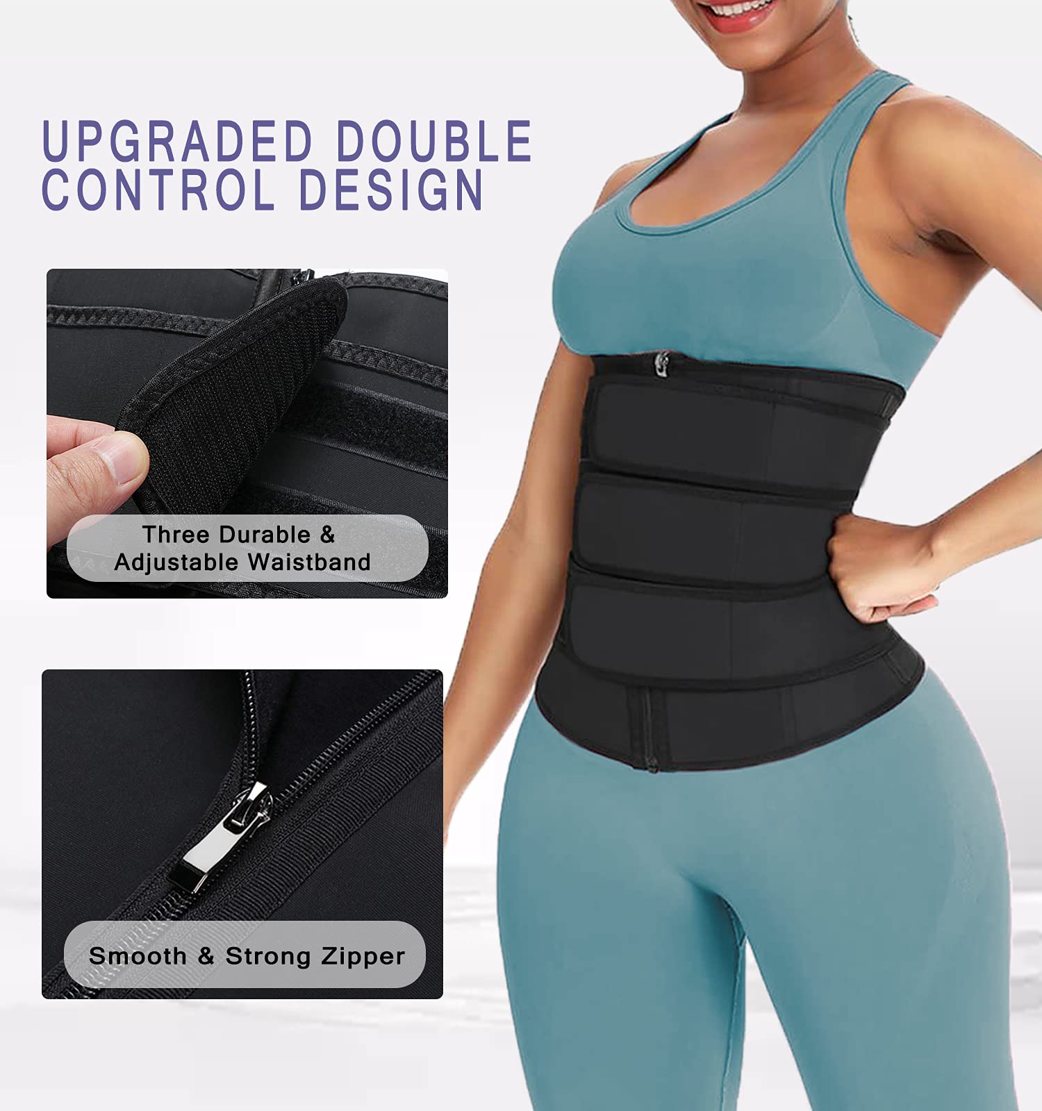 YIANNA Waist Trainer for Women Latex Underbust Training Belt Tummy Control Waist Cincher Sport Girdle,YA2228-Black-M